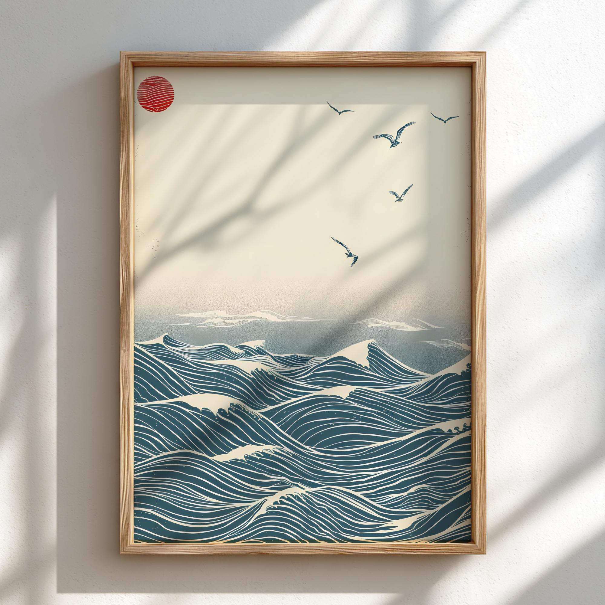 Calm Ocean Waves - Japanese Wave Painting - Japanese Woodblock Print - Etsy