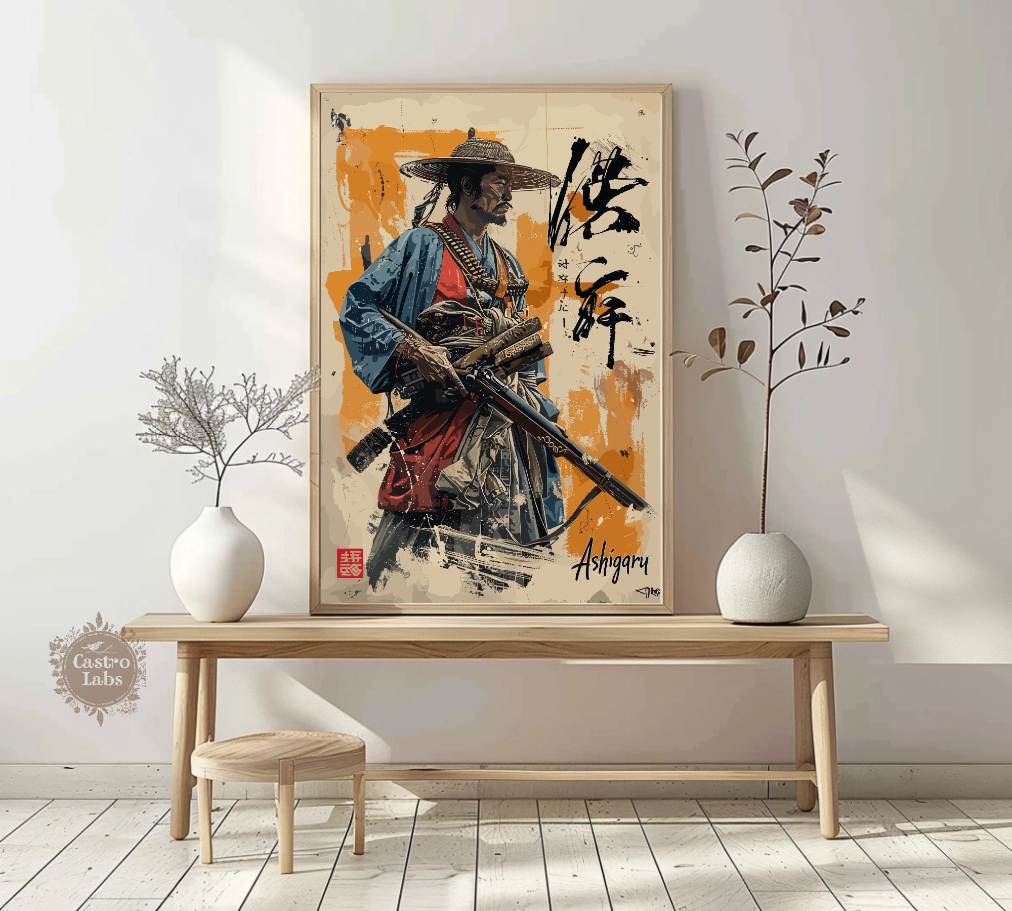 Ashigaru Warrior Japanese Warrior Poster: Feudal Japan Art Printable ...