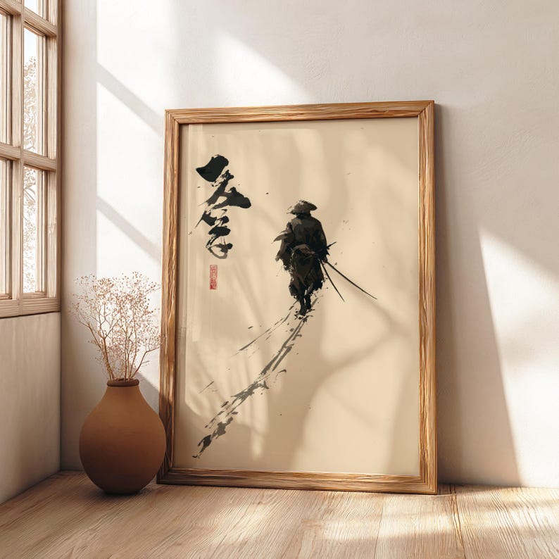 Samurai Art Print: Japanese Calligraphy, Edo Ink Brush Painting - Etsy