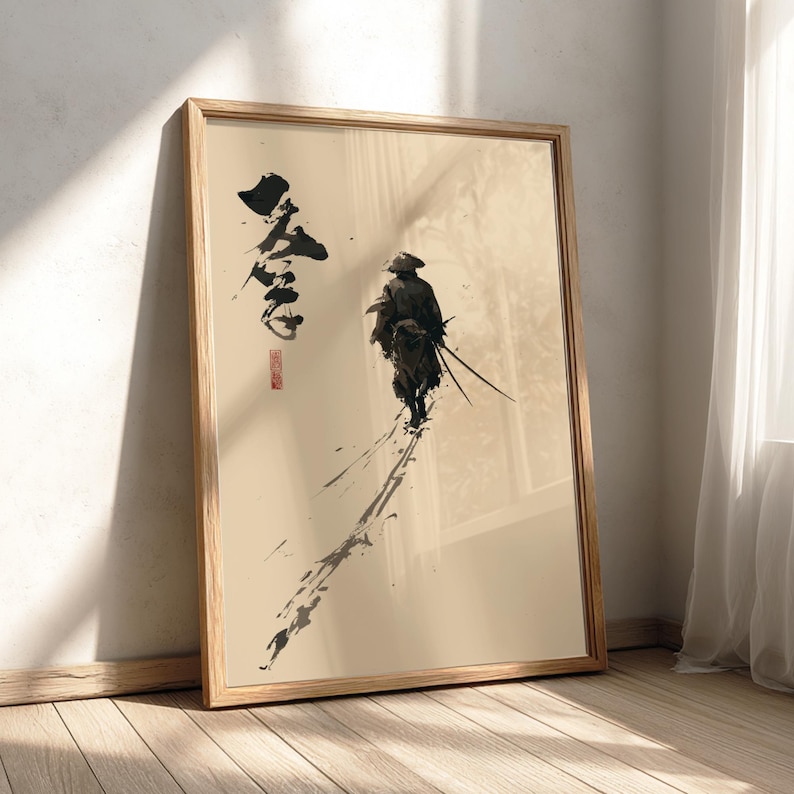 Samurai Art Print: Japanese Calligraphy, Edo Ink Brush Painting - Etsy