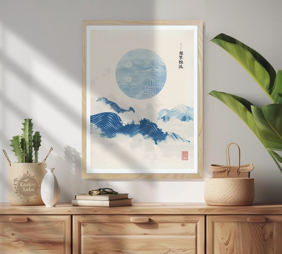 Blue Ocean Wave Woodblock Print: Japanese Art Inspired - Etsy