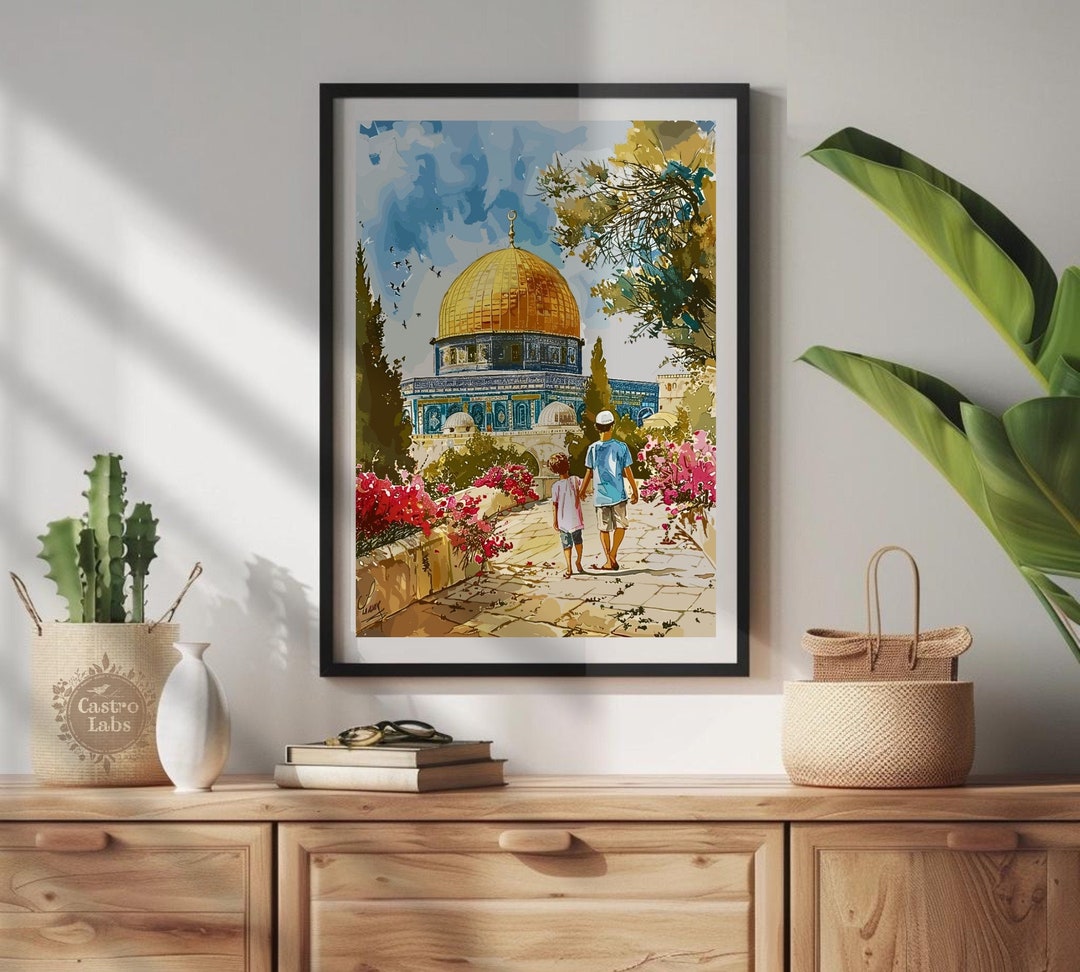 Dome of the Rock Poster: Jerusalem Old City, Palestine Islamic Art - Etsy