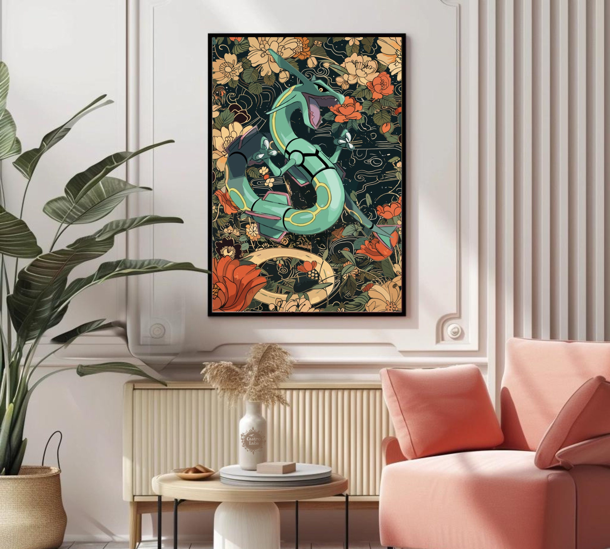 Rayquaza Poster: Japanese Style Pokemon Inspired Anime Artwork ...