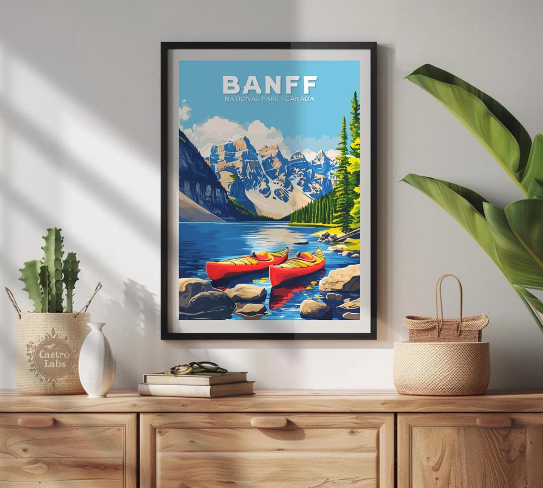 Banff Travel Poster, Banff National Park Wall Art, Banff Photo Print, Rocky Mountains Artwork ...