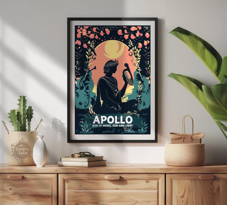 Apollo God Poster, Greek God Apollo, God of the Music, Sun and Light, Greek Mythology, Ancient ...