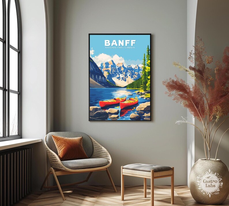 Banff National Park Travel Poster: Rocky Mountains Art Print - Etsy
