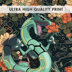 Rayquaza Poster: Japanese Style Pokemon Inspired Anime Artwork ...