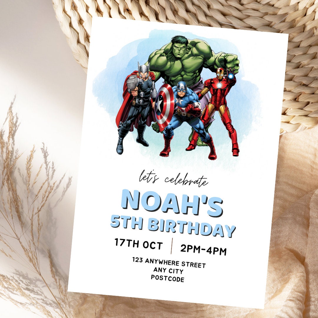 Editable Superhero Birthday Invitation, Avengers Party Invite, Digital ...