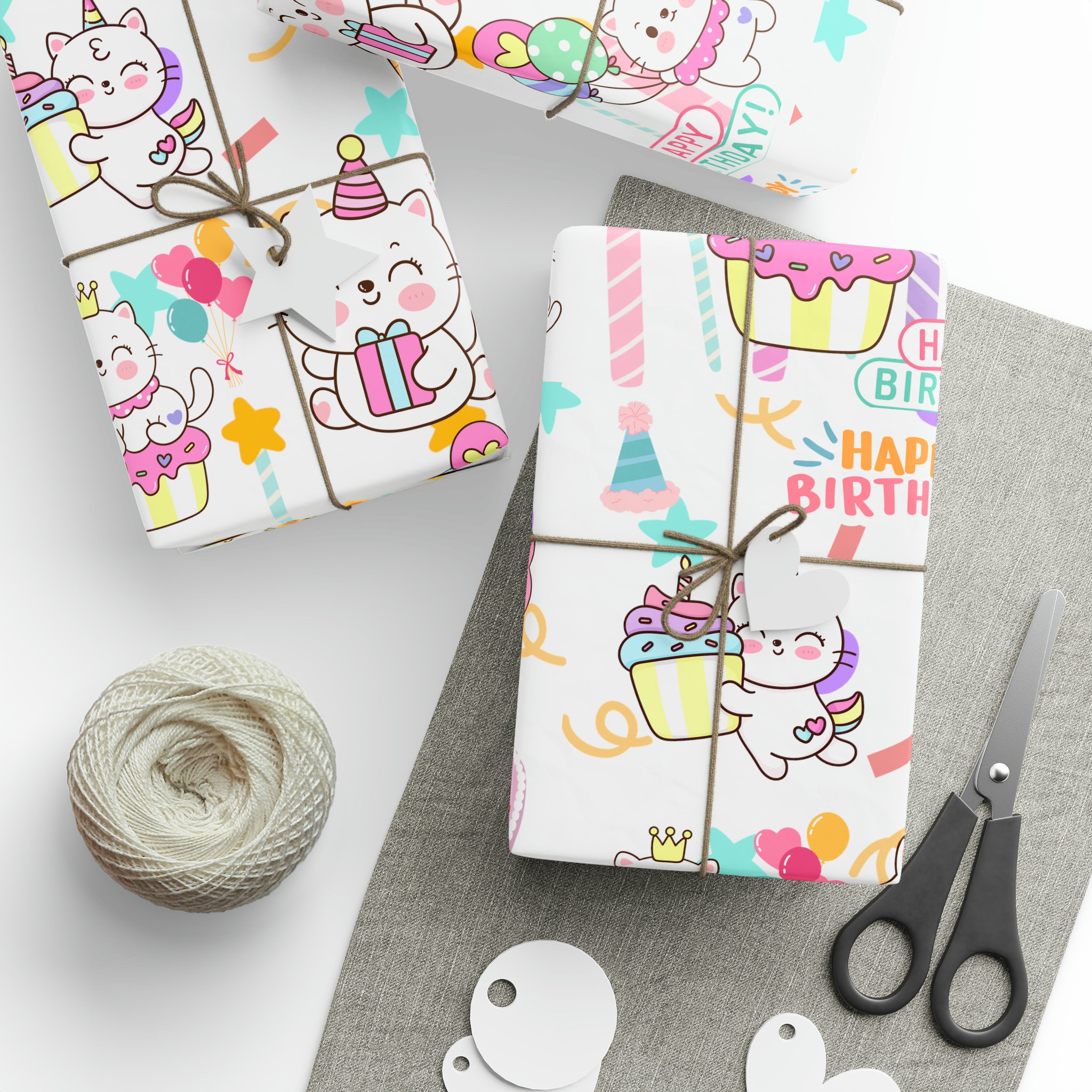Cat Birthday Wrapping Paper, Funny Cat Birthday Wrap, Gift Wrap for Cat ...