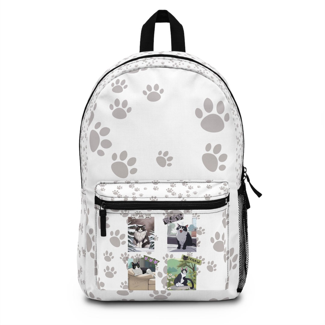 Tuxedo Cat Backpack, Gift for Cat Lovers, Cat Mom Backpack, Black and ...