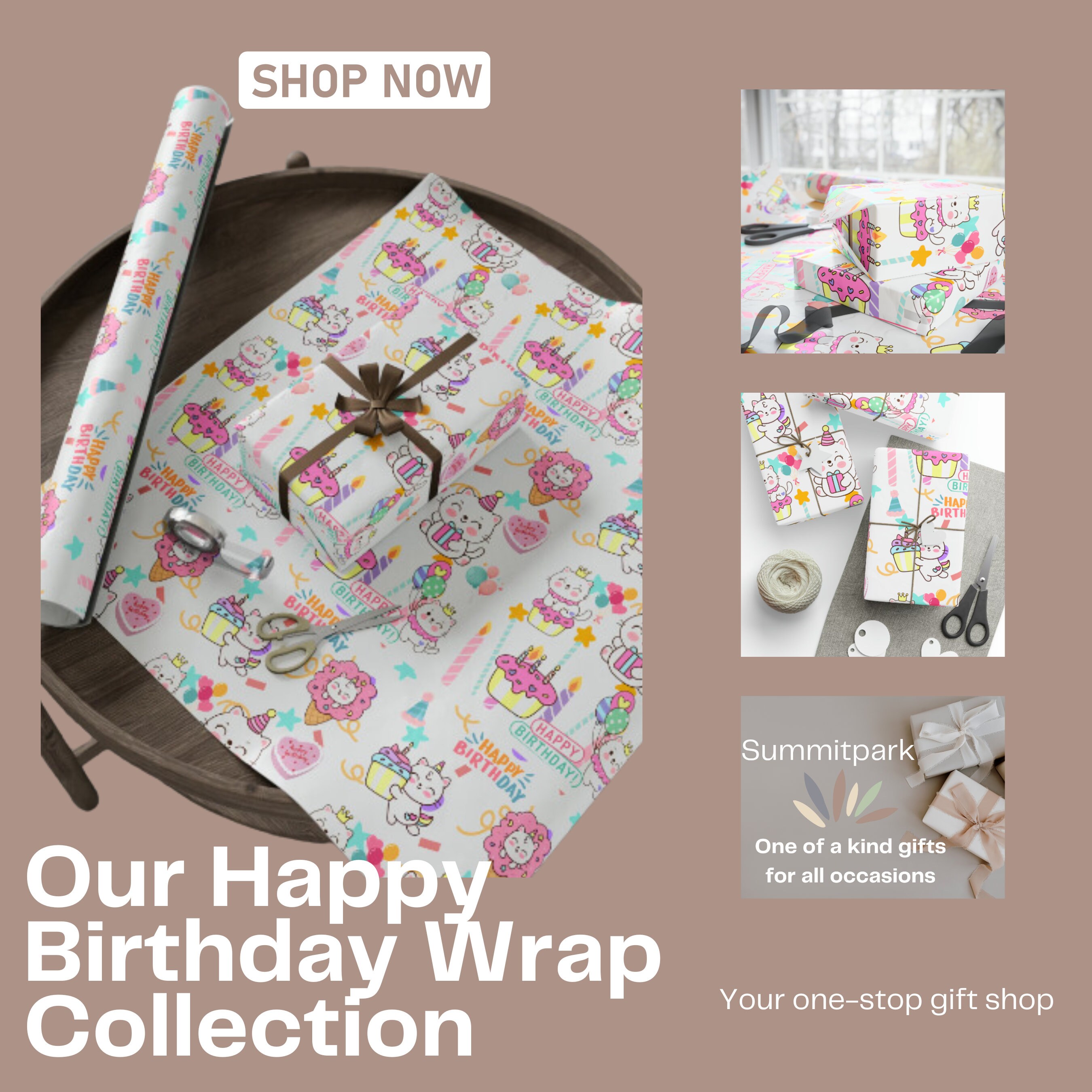 Cat Birthday Wrapping Paper, Funny Cat Birthday Wrap, Gift Wrap for Cat ...