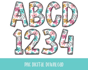 Boho Color Dots Doodle Letters, Doodle Letters Polka Dot Alphabet and ...