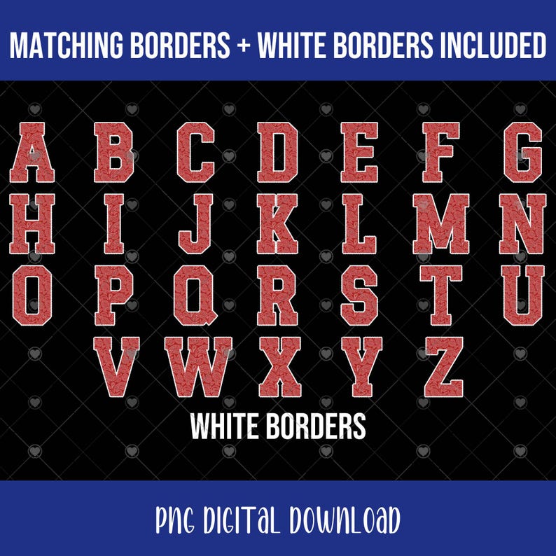 Red and Blue Alphabet Bundle, Paisley Pattern All Caps Varsity Letters ...