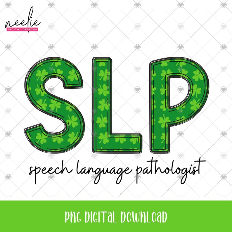 SLP St. Patricks’ Day Doodle Letters PNG File, Shamrock Four-leaf ...