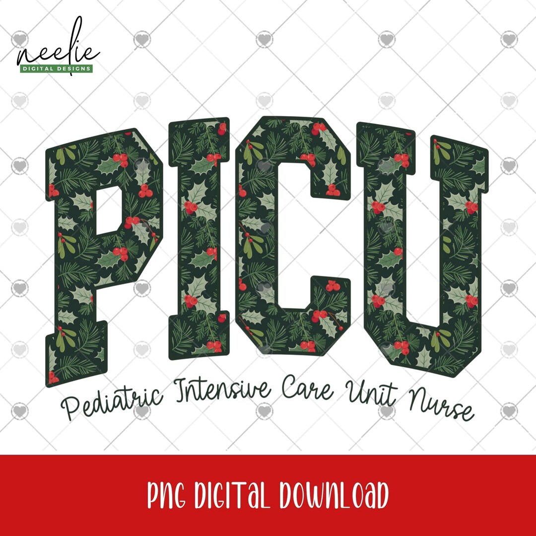 PICU Christmas Curved Varsity Letters PNG File, Digital Download ...
