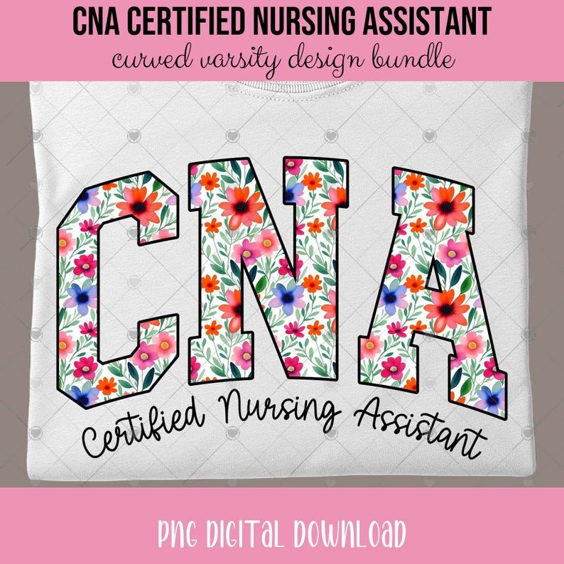 CNA PNG Bundle – 4 Curved Varsity Letter Designs for Certified Nursing ...