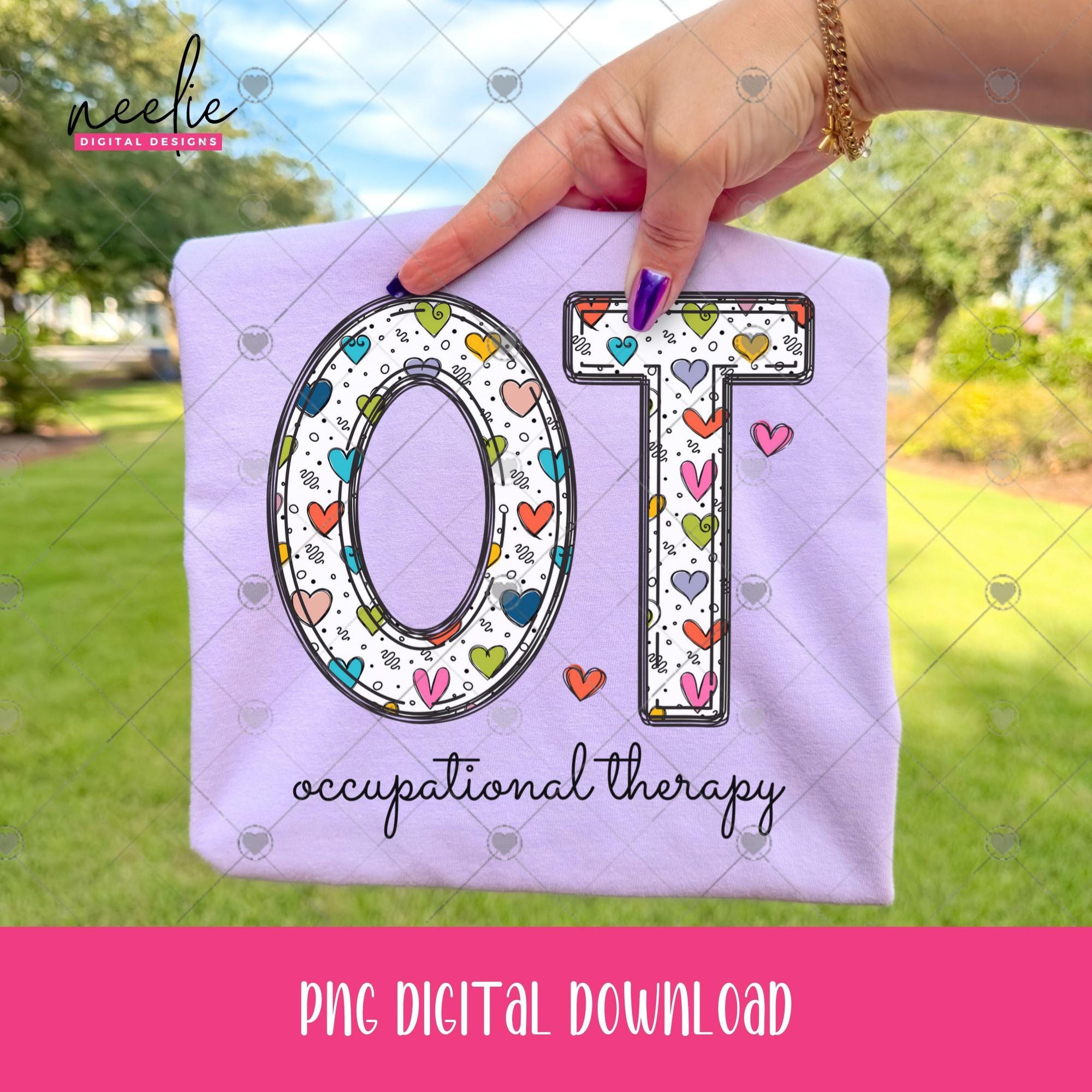 OT Occupational Therapy Valentines Day PNG File, Colorful Hearts ...