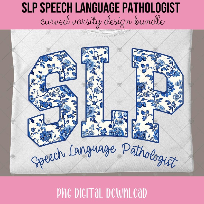 SLP PNG Bundle – 4 Curved Varsity Letter Designs for Speech Language ...