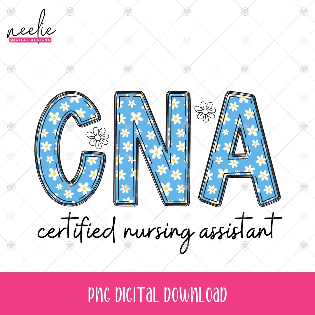 CNA Blue With White Flowers Doodle Letters PNG File, Floral Design for ...