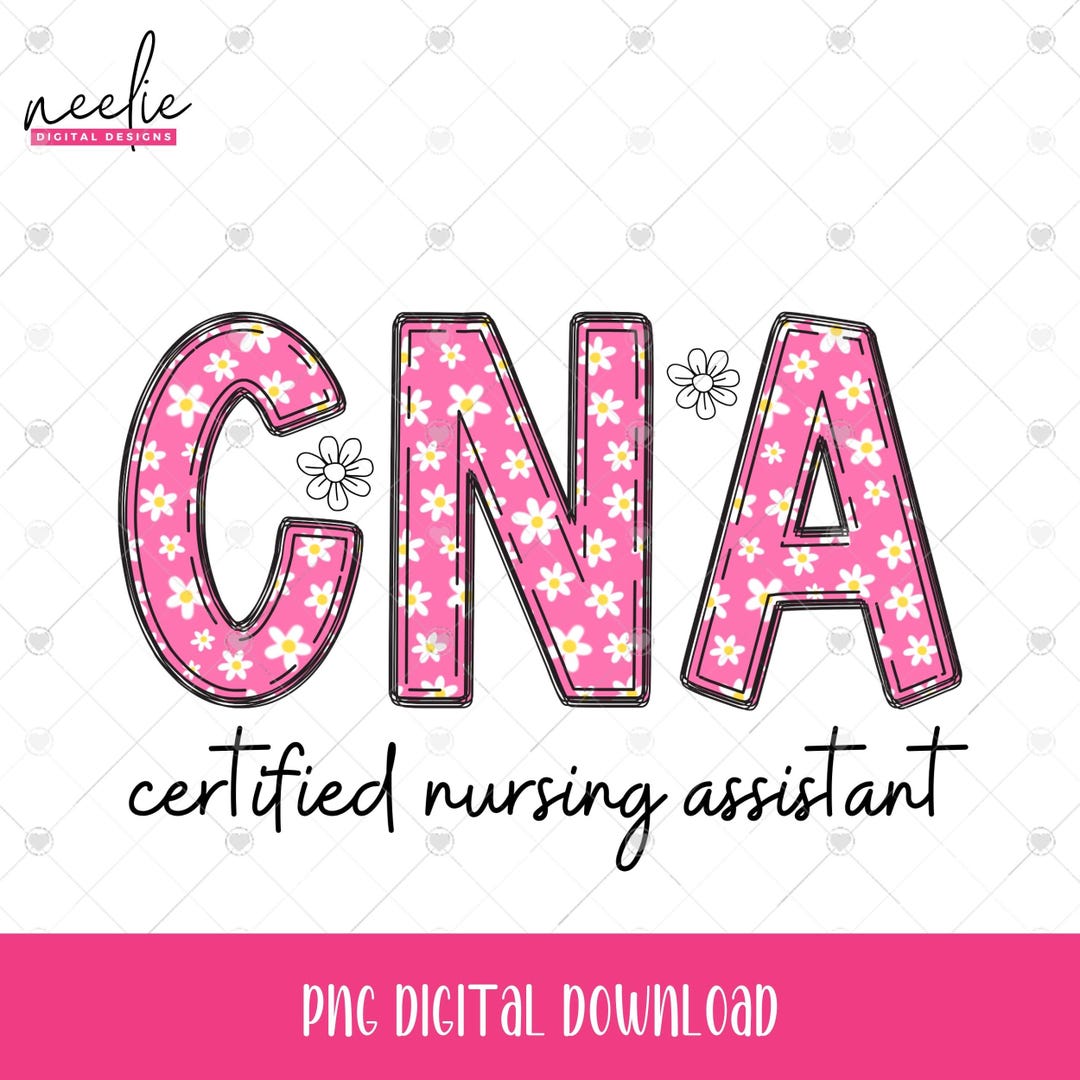 CNA Pink With White Flower Letters PNG File, Floral Doodle Letter ...