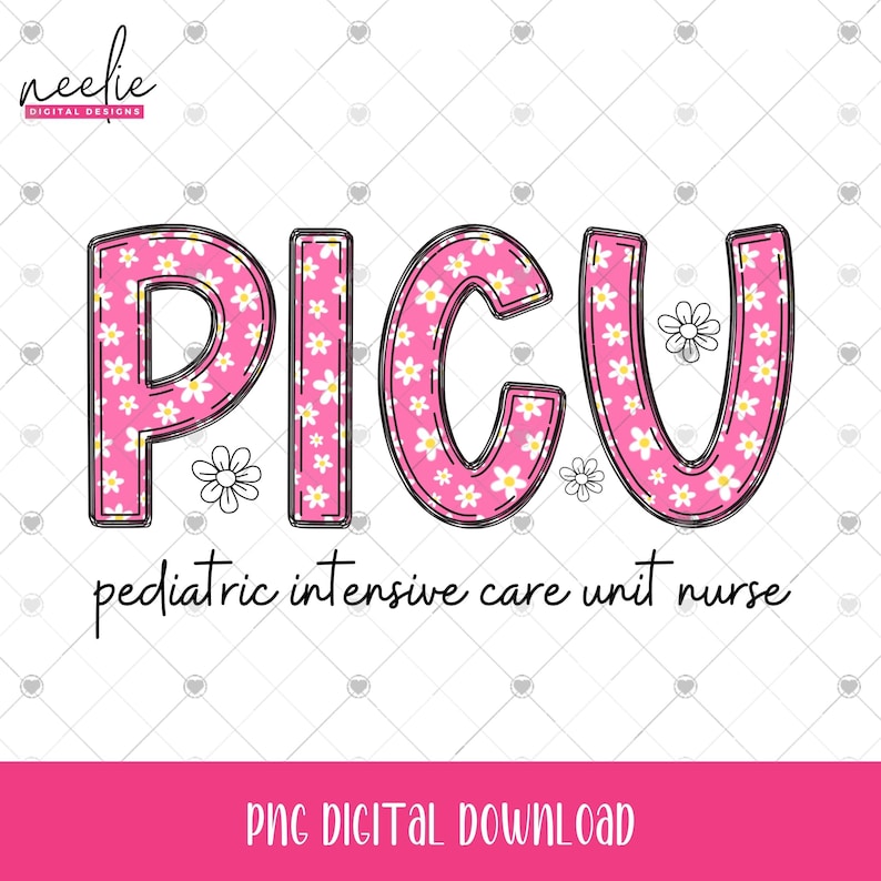 PICU PNG, Pink With White Flower Letters Retro Doodle Letters for ...