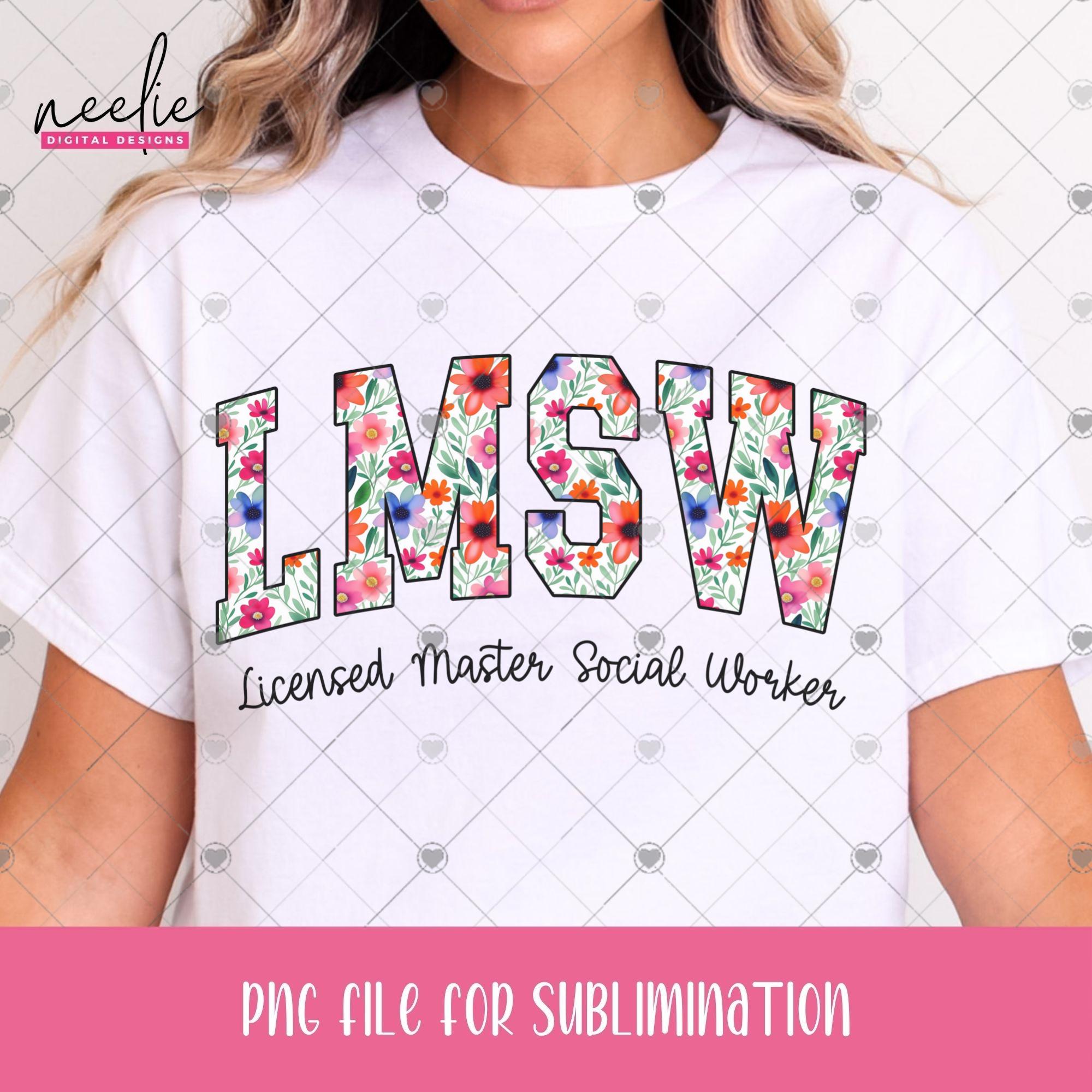 LMSW PNG, Licensed Master Social Worker Png, Floral Varsity Letters ...
