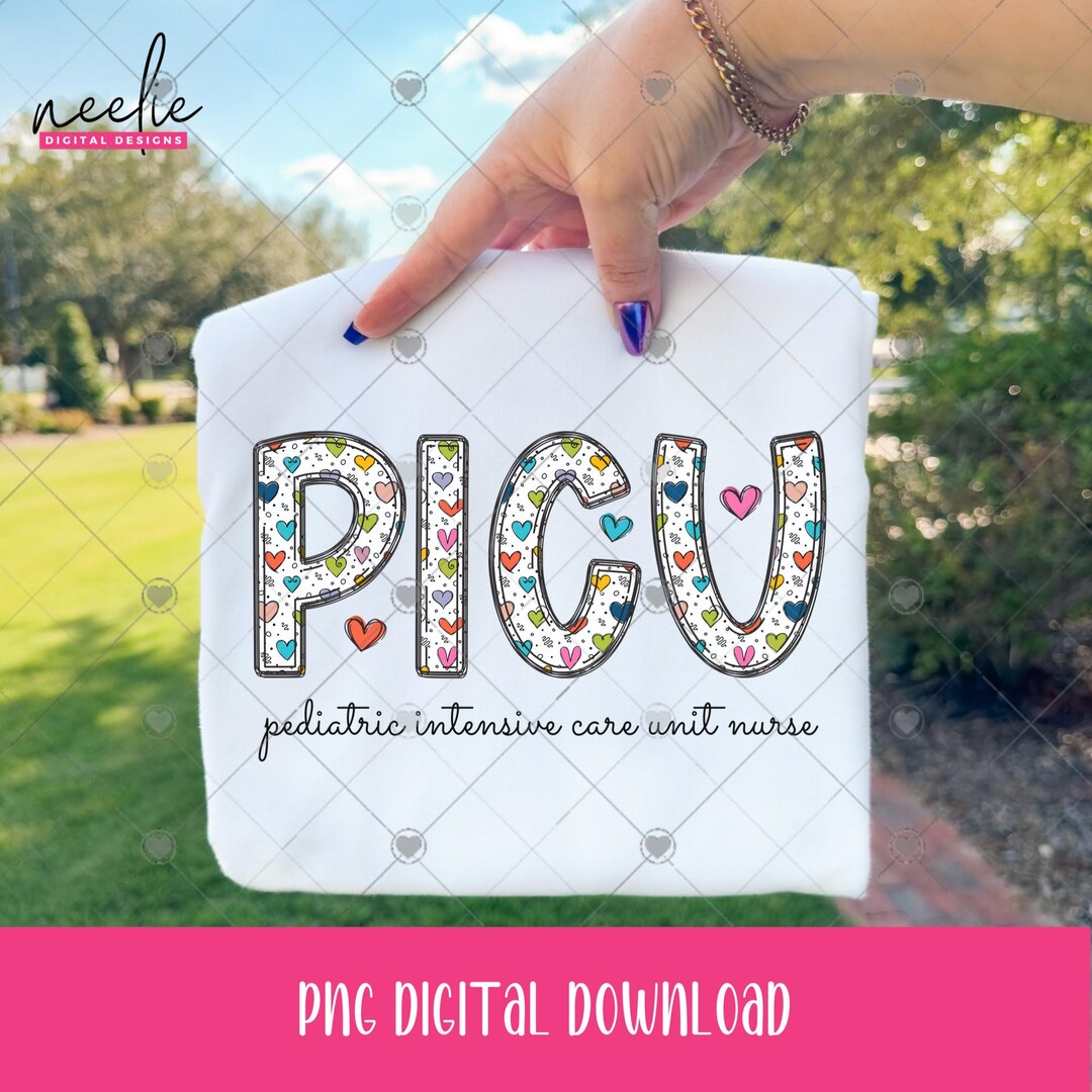 PICU Nurse Colorful Hearts Letters PNG, Pediatric Intensive Care Unit ...