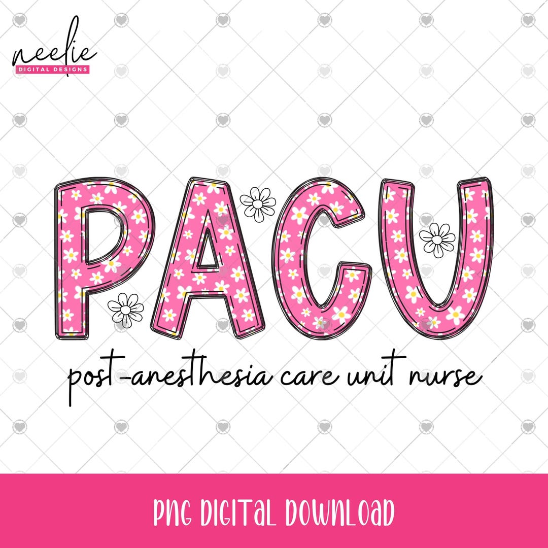 PACU Pink With White Flowers Doodle Letters PNG File, Retro Floral ...