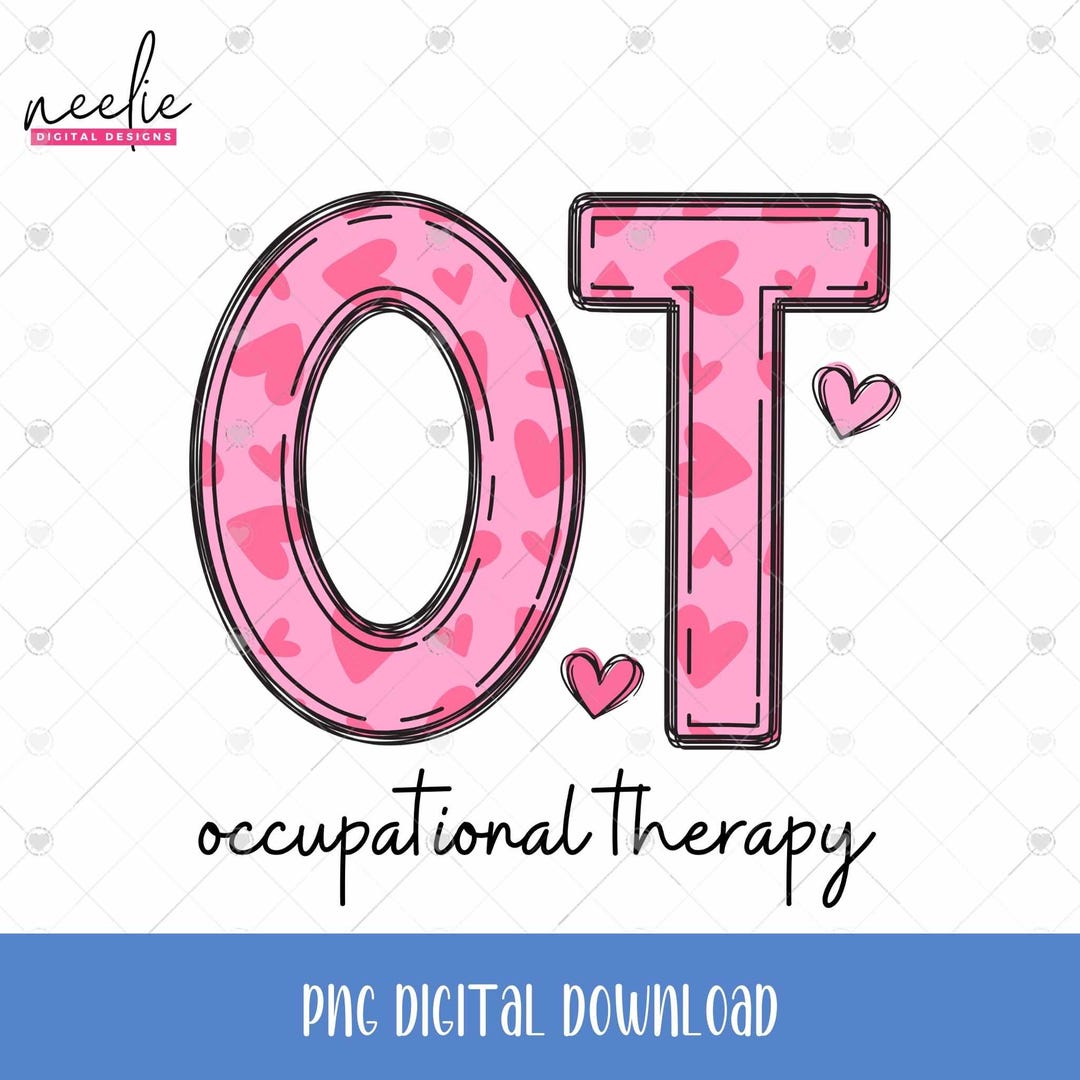 OT Occupational Therapy Valentines Day PNG File, Hearts Pattern Doodle ...