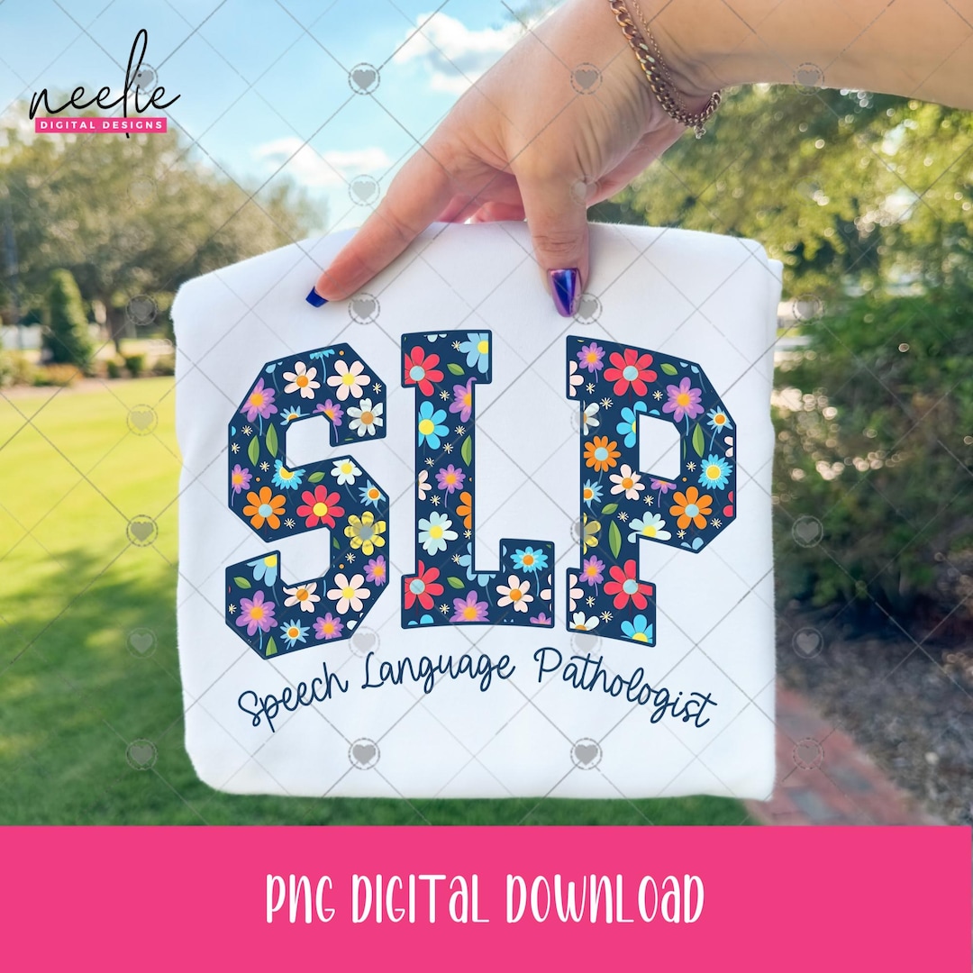 SLP Speech Language Pathologist PNG Floral Varsity Letter Design for ...