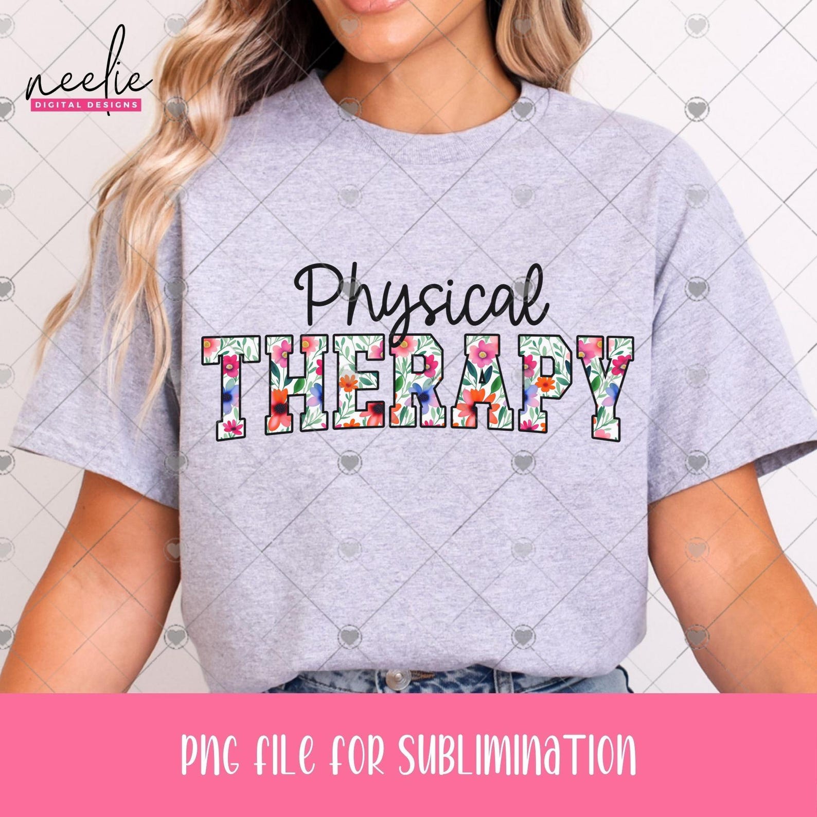 PT Physical Therapy PNG File, Bright Floral Curved Varsity Letter ...