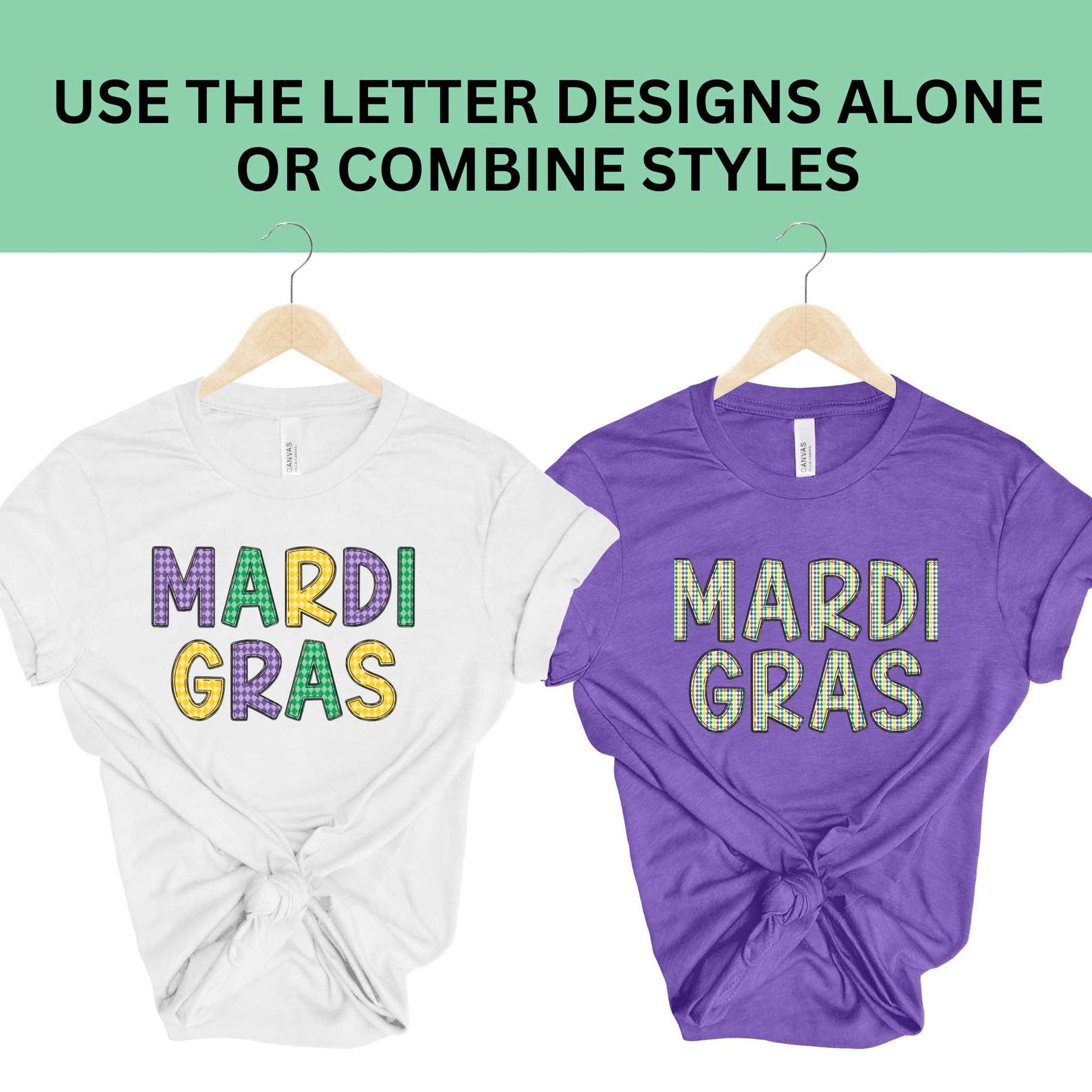 Mardi Gras Doodle Letters Bundle, Diamond Patterned Doodle Letters ...