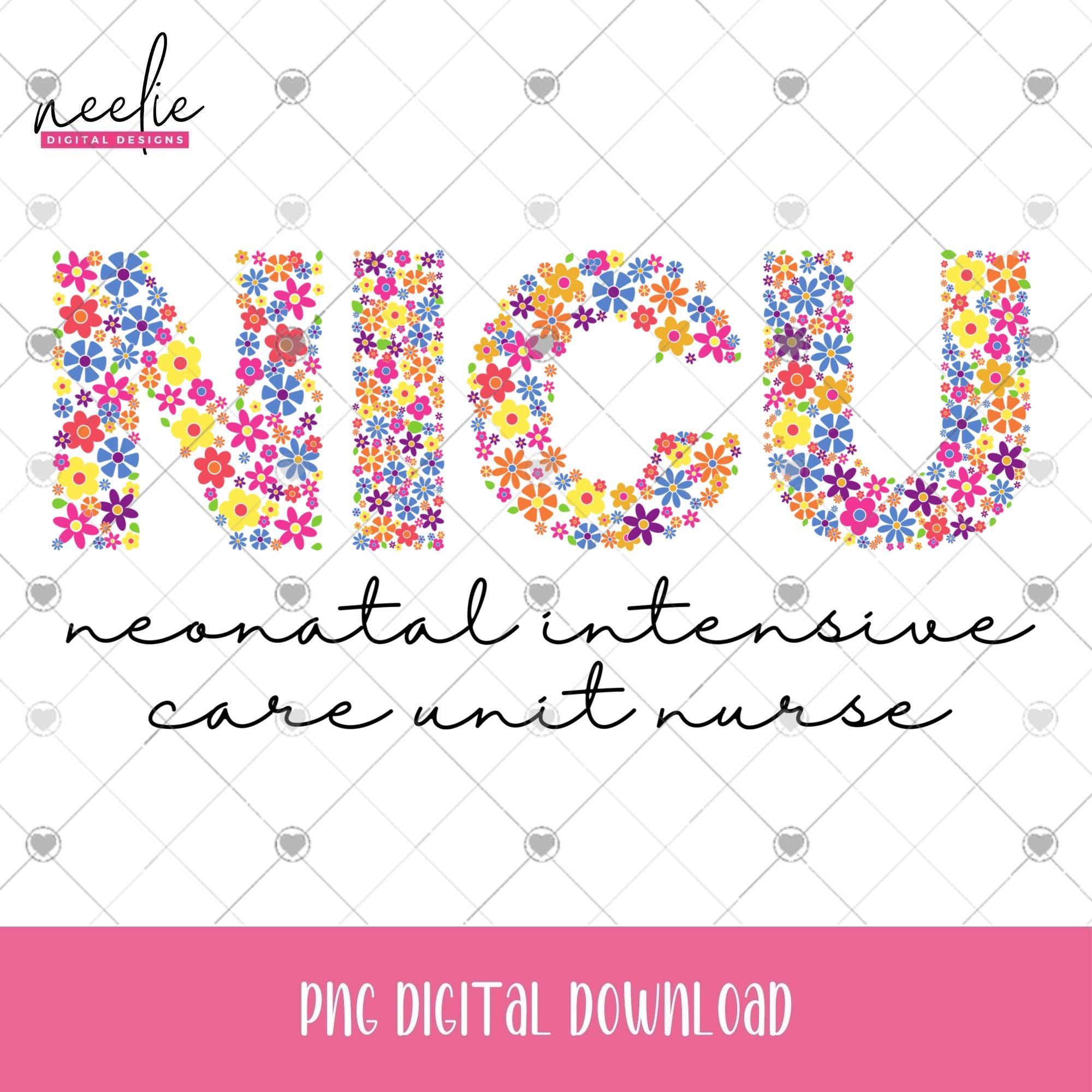 NICU Flower Letters PNG File, Floral Letters Design for Neonatal ...