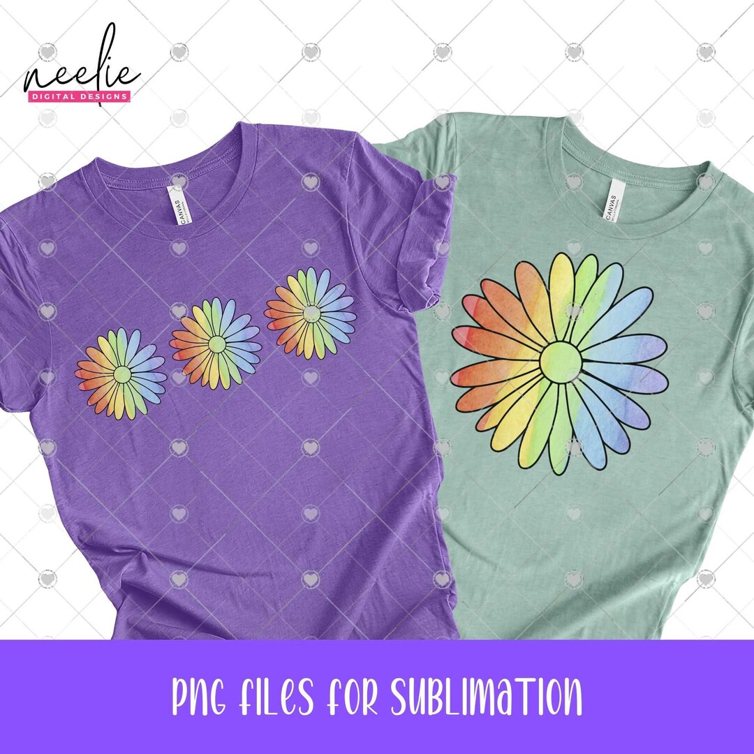 Subtle Pride Flower PNG File Bundle, Watercolor Rainbow Flower for ...