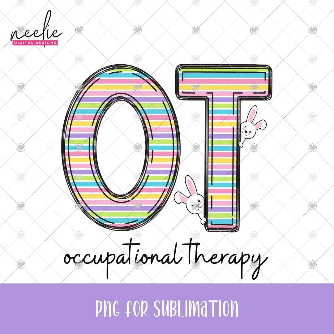 Occupational Therapy Easter Png, Pastel Stripes and Bunnies Doodle ...