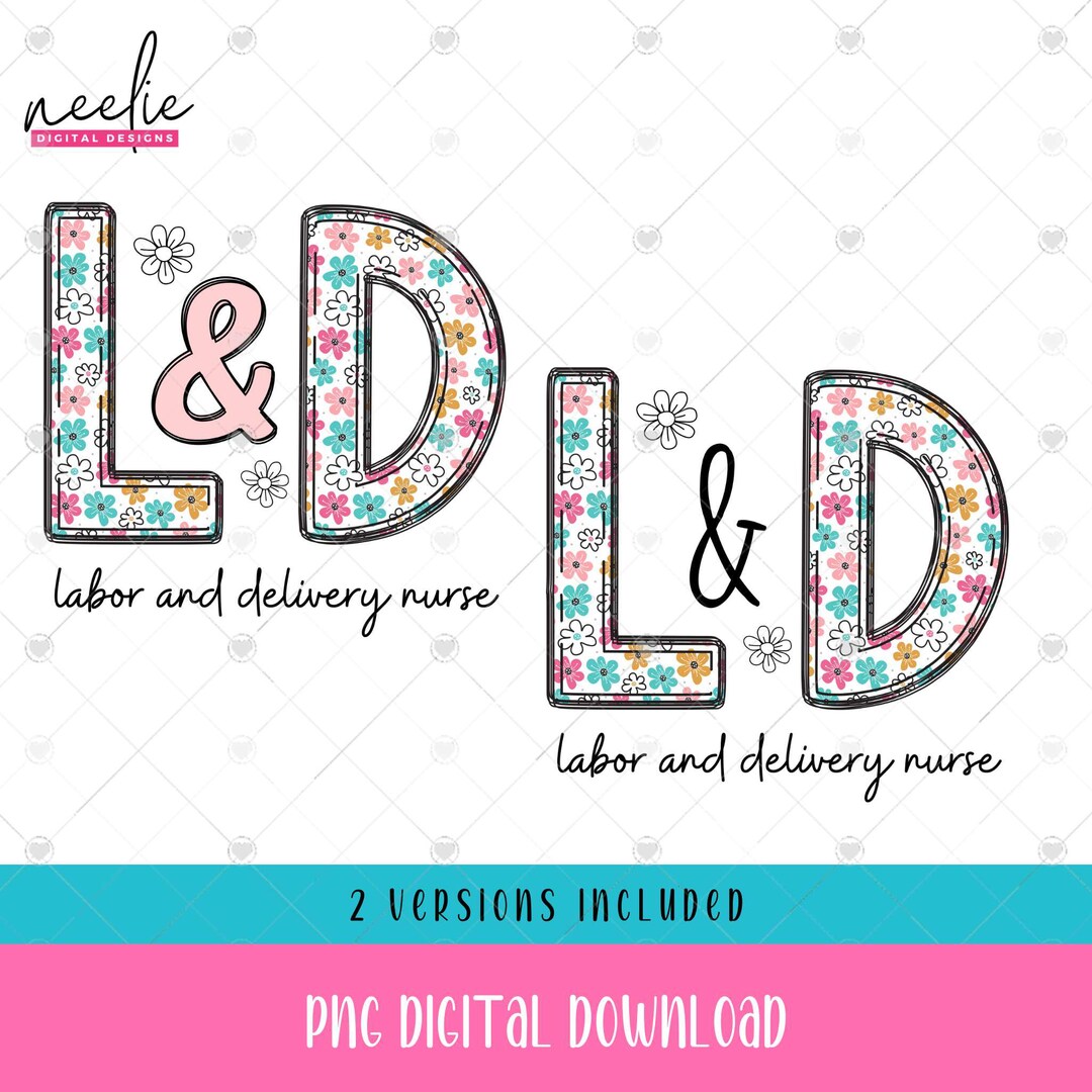Labor and Delivery Nurse PNG File, L&D RN Boho Floral Pattern Doodle ...