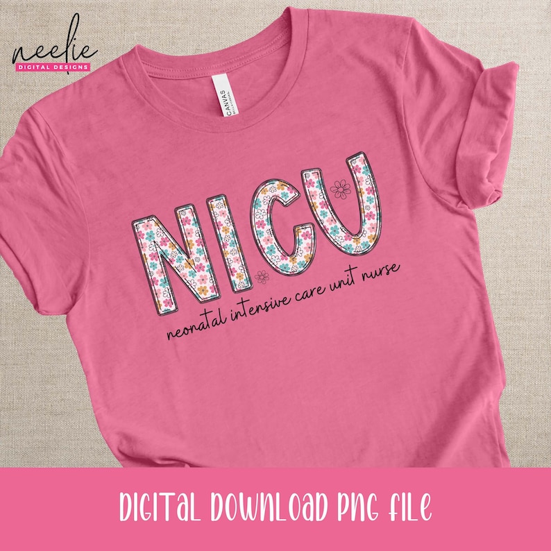 NICU Boho Floral Letters PNG File, Retro Flower Doodle Letter Design ...
