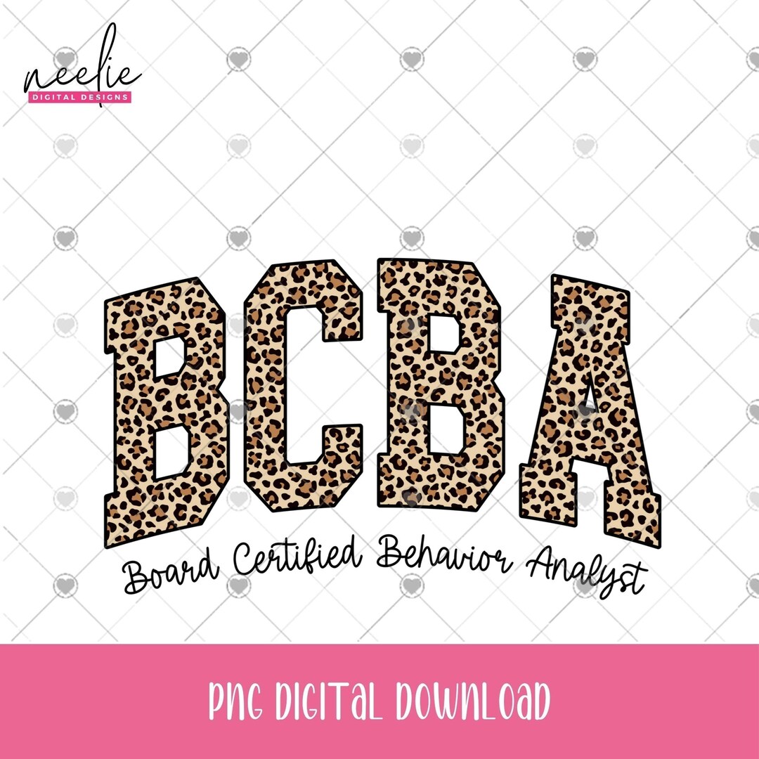 BCBA Leopard Print Curved Letters PNG File, Board Certified Behavior ...