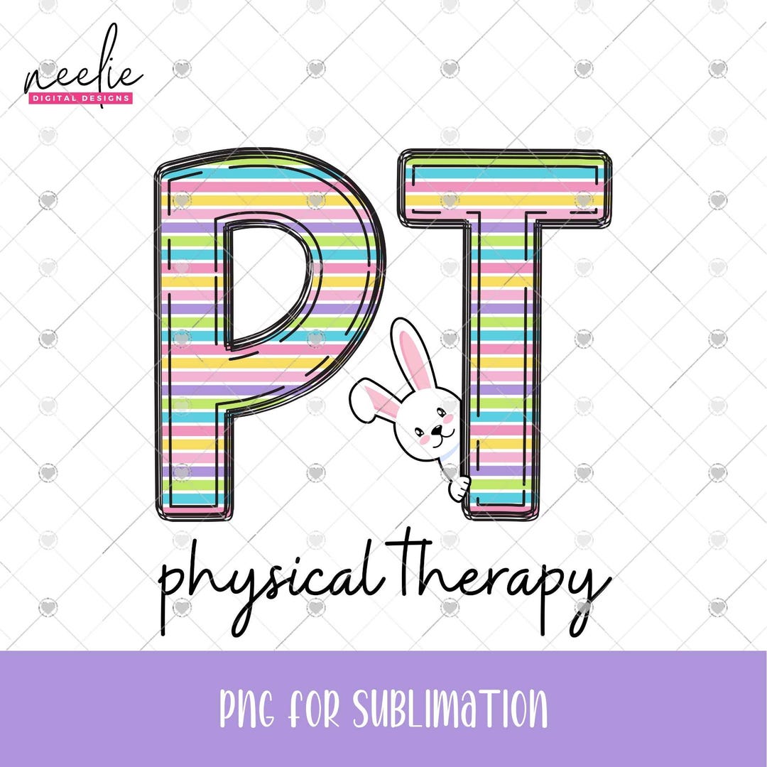 Physical Therapy Easter Png, Pastel Stripes and Bunnies Doodle Letter ...