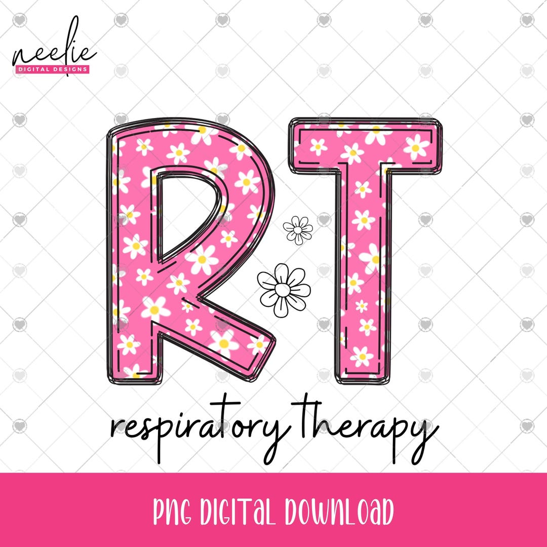 Respiratory Therapy PNG, Pink With White Flowers Doodle Letters Design ...