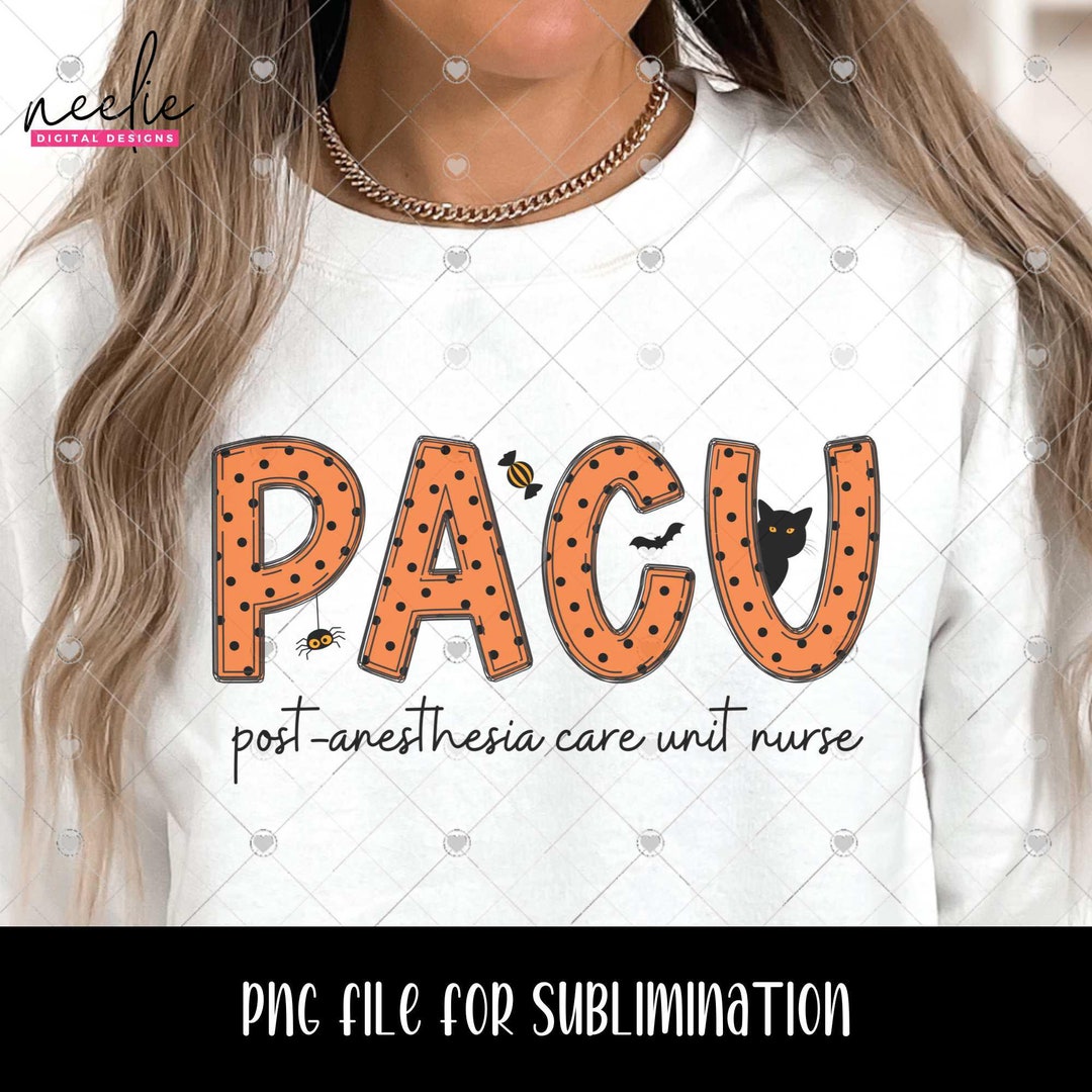 PACU Nurse PNG Doodle Letters Polka Dot Peeking Cat and Spider Design ...