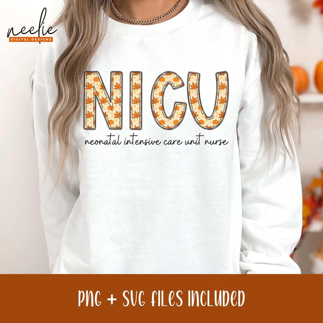 NICU Fall Halloween Thanksgiving PNG and SVG Files, Fall Pattern Doodle ...