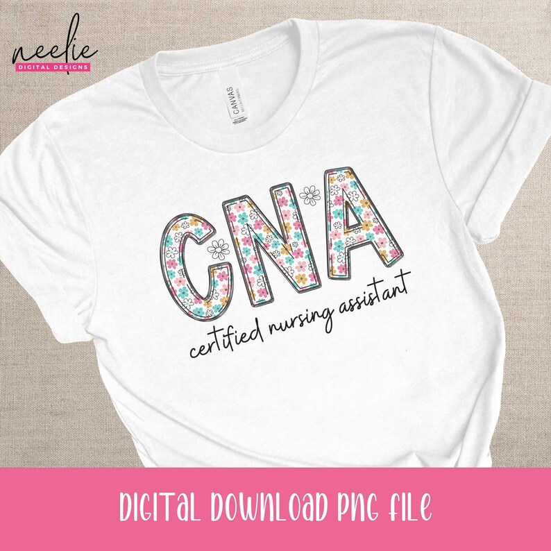 CNA Boho Flower Letters PNG File, Retro Floral Doodle Letter Design for ...