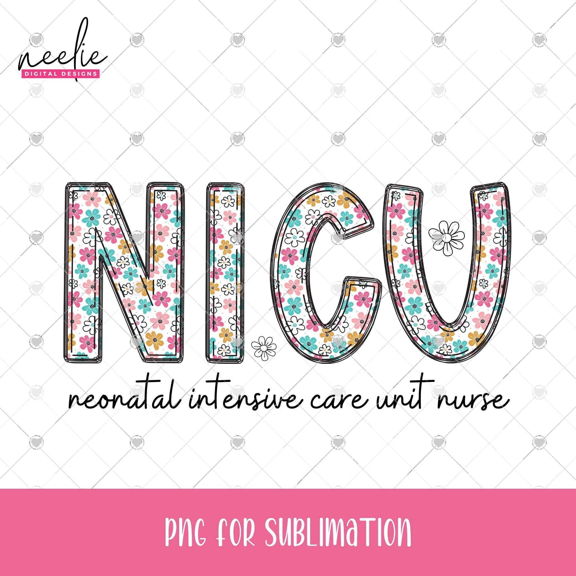 NICU Boho Floral Letters PNG File, Retro Flower Doodle Letter Design ...