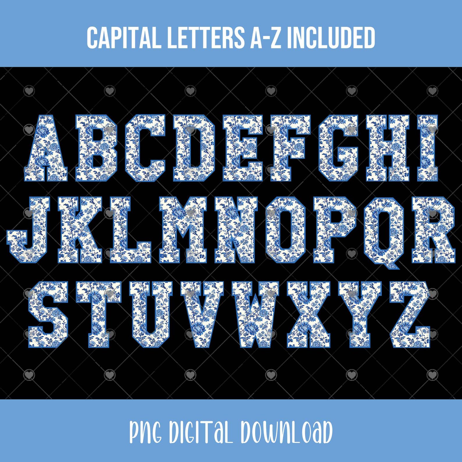 Trendy Blue Toile Varsity Letters, University Sports Letters Blue ...
