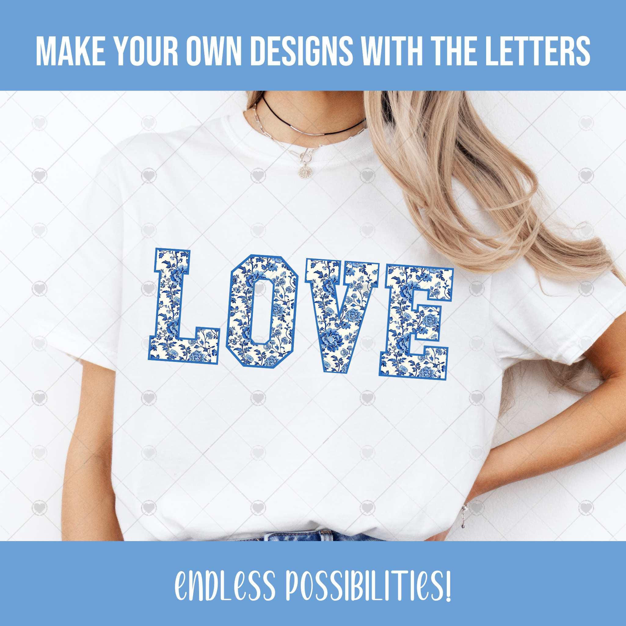 Trendy Blue Toile Varsity Letters, University Sports Letters Blue ...