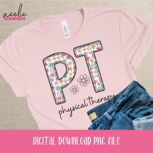PT Physical Therapy PNG File, Boho Flower Doodle Letter Design for ...