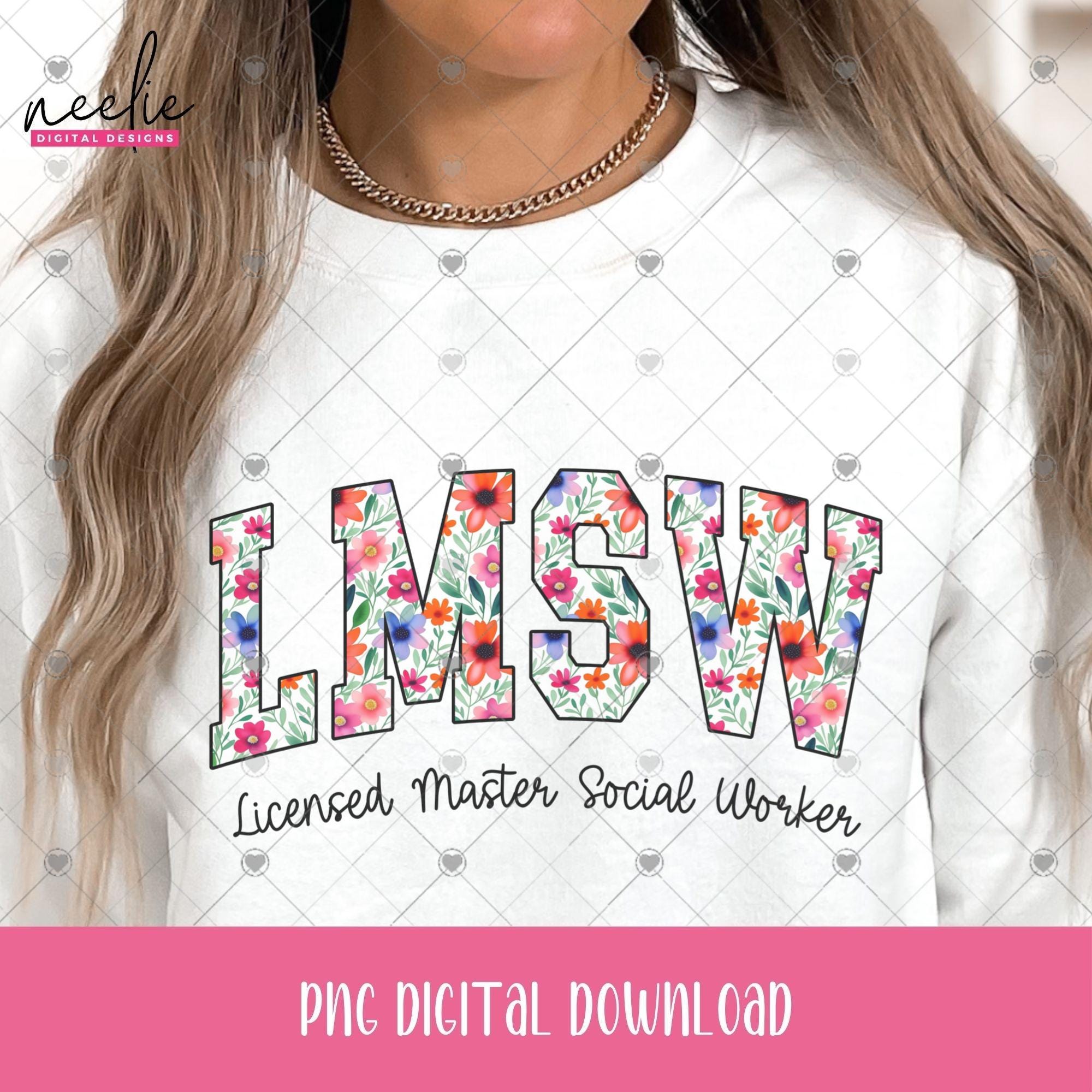 LMSW PNG, Licensed Master Social Worker Png, Floral Varsity Letters ...