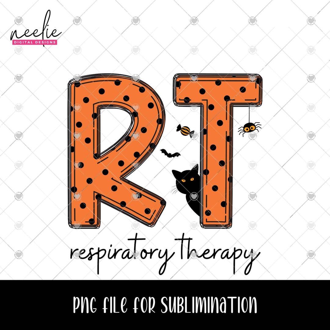 RT Respiratory Therapy Halloween PNG, Doodle Letters Polka Dot Peeking ...
