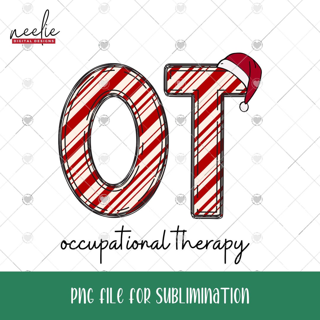 OT Occupational Therapy Png Christmas Candy Cane Stripe Doodle Letter ...